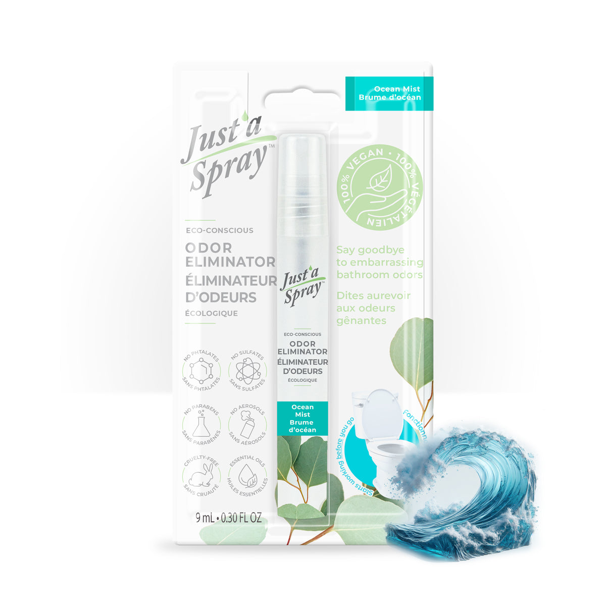Just a Spray Ocean Mist 9 ml (0.3 oz) - Pocket Toilet Odor Eliminator ...